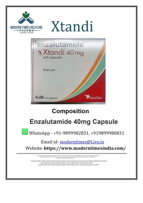 Xtandi 40 Mg Soft Capsules At Best Price In New Delhi By Modern Times