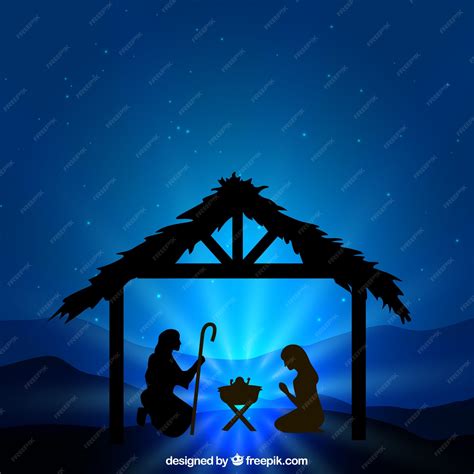 Premium Vector Nativity Scene Silhouette Illustration