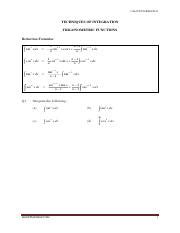 MAT TECHNIQUES OF INTEGRATION REDUCTION FORMULAE POWERS OF TRIGO Pdf CALCULUS II