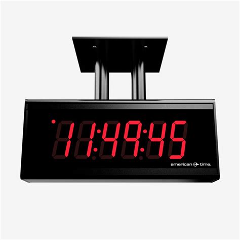 Poe Digital Clock 25 Red 6 Digit Single Face Ceiling Mount