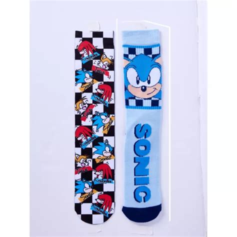 Multi Pack Sonic Checkered Crew Socks 2 Pair Sonic The Hedgehog