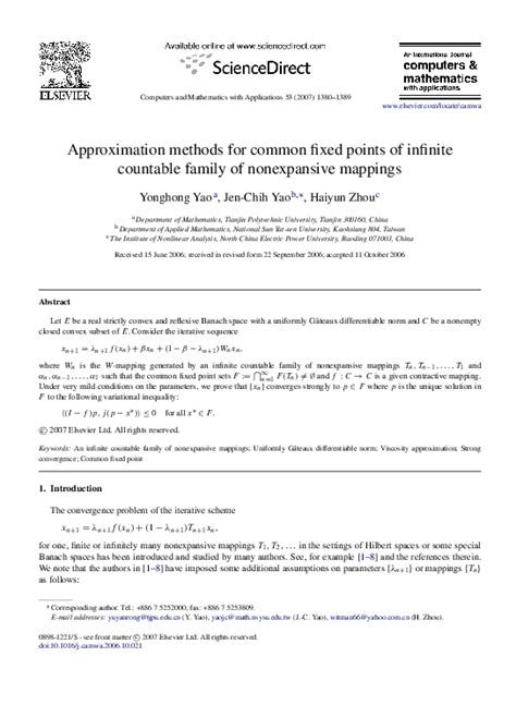 Pdf Approximation Methods For Common Fixed Points Of Infinite