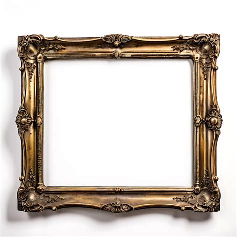 Vintage Rectangular Mirror Aged Brass Frame Plain White Background Premium Ai Generated Image