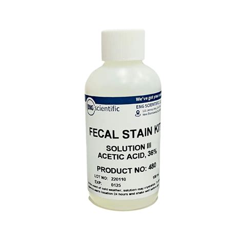 Fecal Stain Kit Solution Iii Acetic Acid 36 100ml