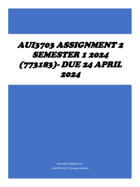 Aui3703 Assignment 2 Semester 1 2024f2 Pdf Internal Audit Audit