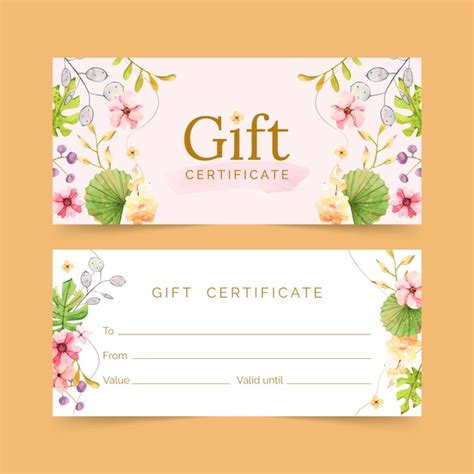 Plantilla De Tarjeta De Regalo De Acuarela Vector Premium
