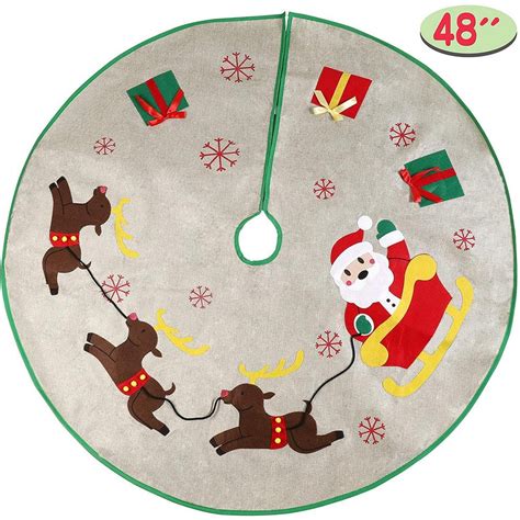 Syncfun Syncfun 48 In Burlap Rustic Christmas Tree Skirt With Reindeer