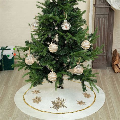 Fmbmuo Gold Snowflake Christmas Tree Skirt 35 Inch Multicolor Christmas