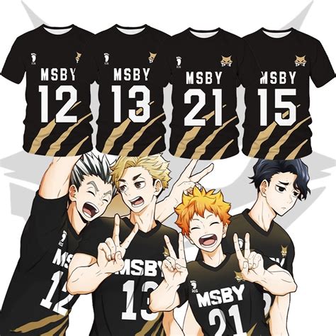 Anime Haikyuu Black Msby Jackals Jersey T Shirt Role Playing Costume