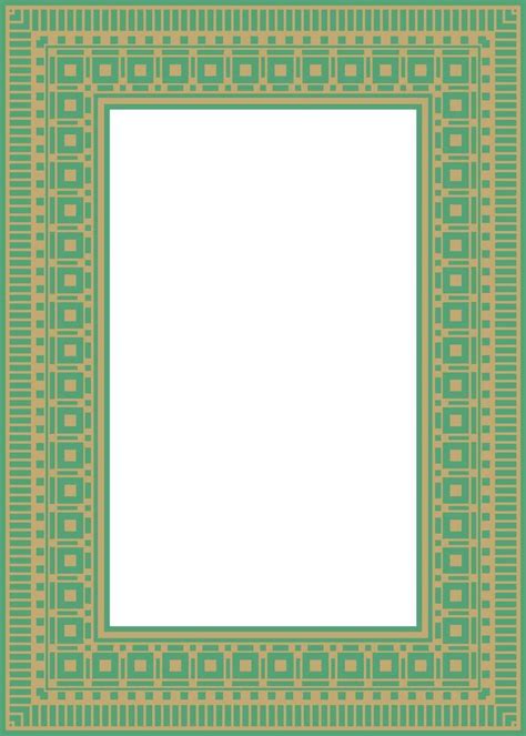 Square Assyrian Gold With Green Ornament Rectangle Border Frame Of