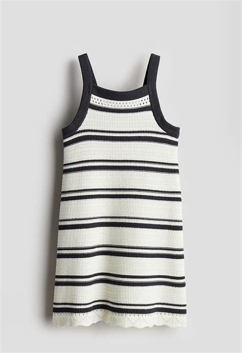 Keith Haring X Handm Crochet Look Dress White Black Striped 1239476001