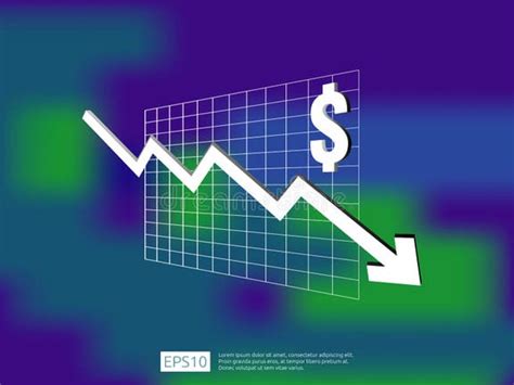 Dollar Money Fall Down Symbol With Blur Background Arrow Decrease