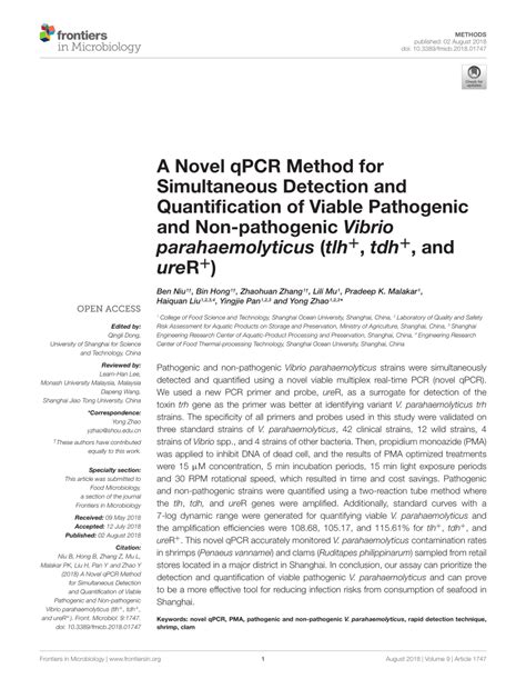 Pdf A Novel Qpcr Method For Simultaneous Detection And Quantification