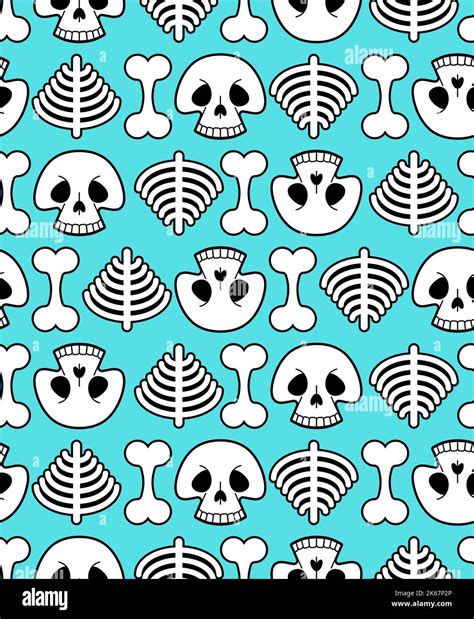 Skull Cartoon Pattern Seamless Funny Skeleton Background Bone Texture