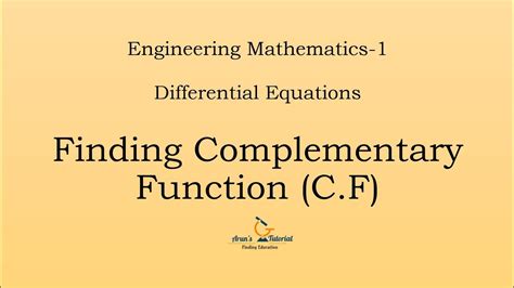 Finding Complementary Function In Tamil Engineering Maths 1