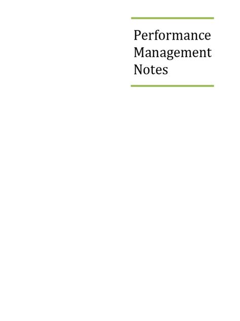 Performance Management Notes Pdf