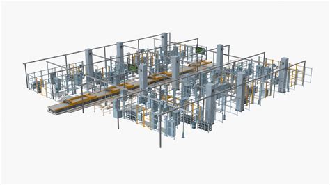 Idle Automotive Assembly Line Structure Without Robots 3d Model