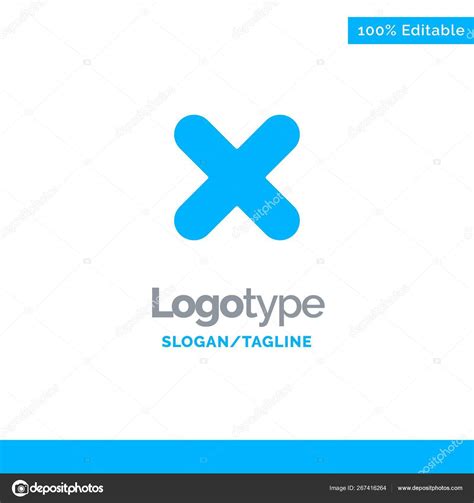 delete cancel close cross blue solid logo template place for stock