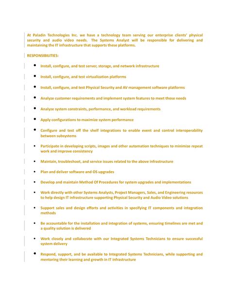 Systems Analyst Tier 1 20220205dfd At Paladin Technologies Inc We