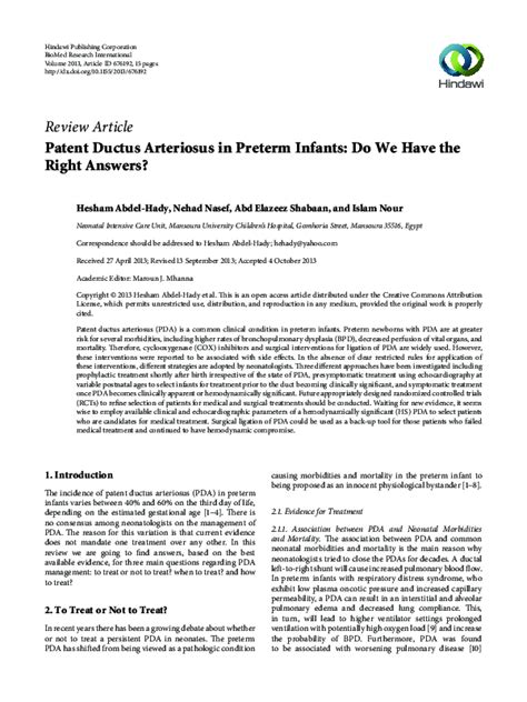 Pdf Strategies For Managing Pda In Preterm Infants