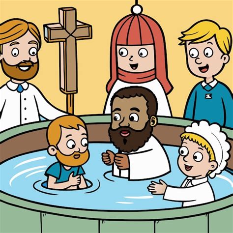 Baptism Cartoon Clip Art Vector Illustration Design Premium Ai