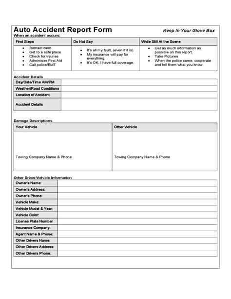 Car Accident Form Template