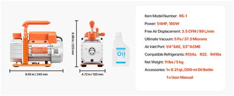 Vevor Vacuum Pump 35 Cfm 14 Hp Hvac Single Stage Rotary
