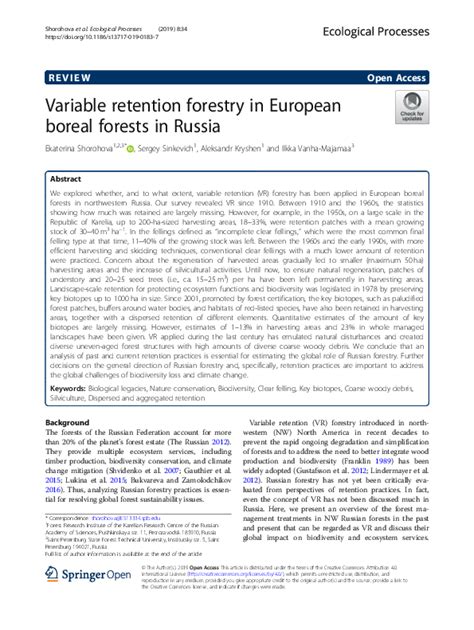 Pdf Variable Retention Forestry In European Boreal Forests In Russia