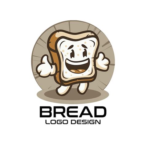 Bread Cartoon Mascot Logo Design Premium Vector