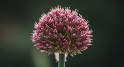 A Close Up Of An Allium Flower Head Displaying A Spherical Cluster Of Small Pointed Stock