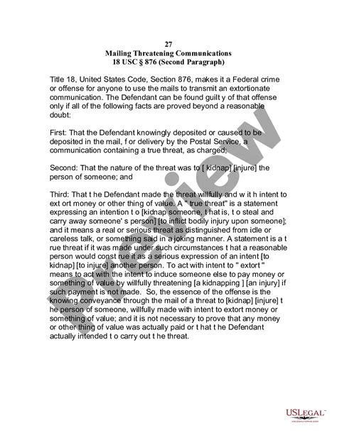 Iowa Jury Instruction Mailing Threatening Communications Us Legal Forms
