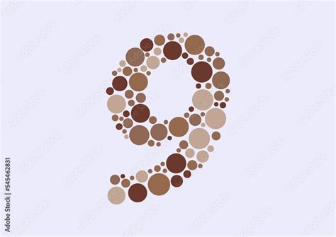 Vector Graphic Of Initial Number 9 Lined With A Mosaic Of Colored