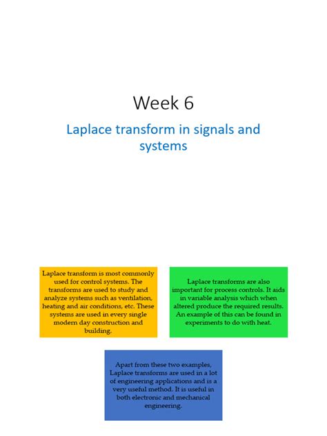 Lecture Week 6laplace Pdf Laplace Transform Applied Mathematics