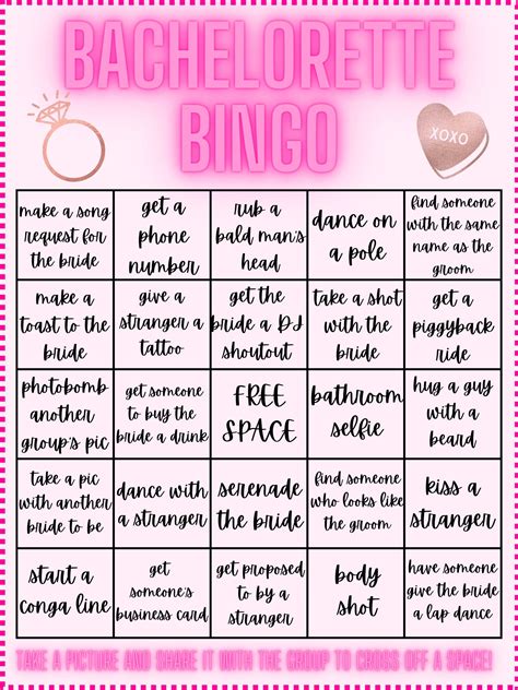 Bachelorette Party Bingo Cards Free Printable Hq