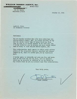 Frank Sinatra Typed Signed Letter 1956 Singer 10x8 Reprint Ebay