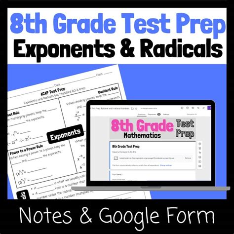 8th Grade Square Roots Rules Of Exponentslessonpracticetest Prep