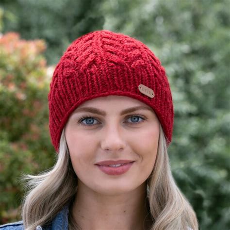 Irish Wool Beanie For Women Red Celtic Clothing Company