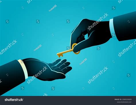 One Businessmans Hand Passing Golden Key Stock Vector Royalty Free