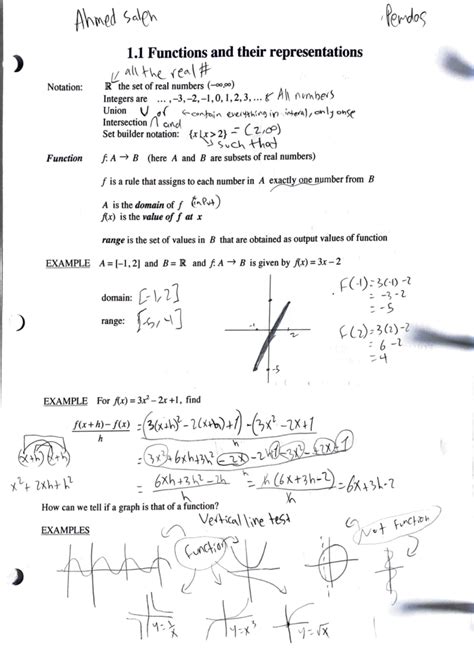 11 Functions Calculus I Chapter One Section 1 Notation