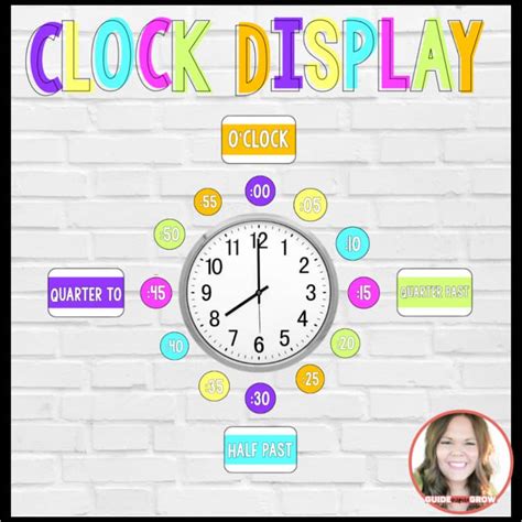 Clock Display Classroom Decor Bright Edition By Guide Inspire Grow