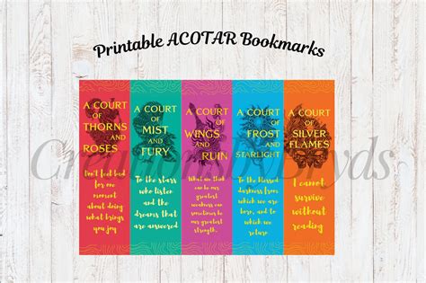 Acotar Printable Bookmarks Etsy