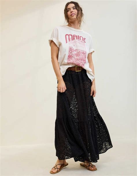Aerie Tiered Lace Maxi Skirt American Eagle Uk Mens And Womens