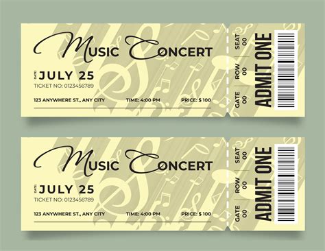Concert Ticket Template Happy Birthday Concert Ticket Template