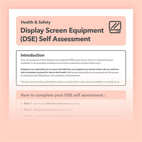 Dse Assessment Template Easy To Use Display Screen Equipment Form Easyhealthandsafety