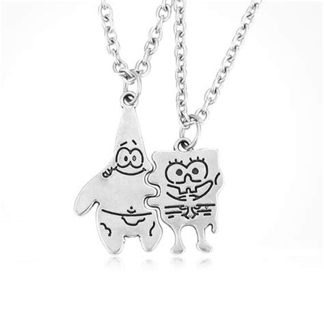 2pcsset Best Friends Lover Couple Matching Pendant Necklace Cartoon
