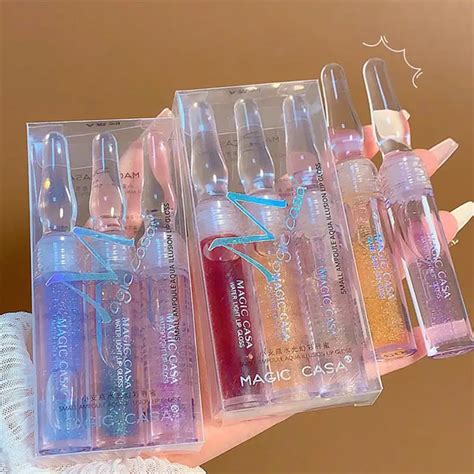 스몰 앰플 립 글로스 플럼 핑 투명한 모이스춰 라이징 글로스 립 오일 메이크업 샤이니 클리어 미러 립스틱 화장품 TSLM