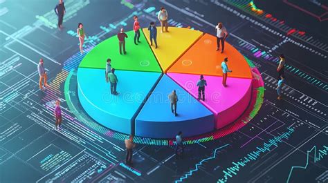 Business People Analyzing Colorful Pie Chart With Financial Data And
