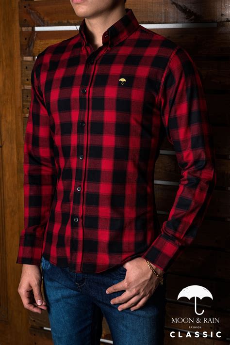 Camisa Cuadros Rojos Y Negros Camisa Cuadros Hombre Roja Camisa De