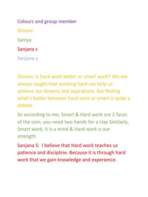 Hard Work Vs Smart Work Pdf Behavioural Sciences Behavior