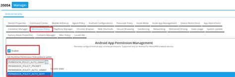 android enterprise permission management customer support and